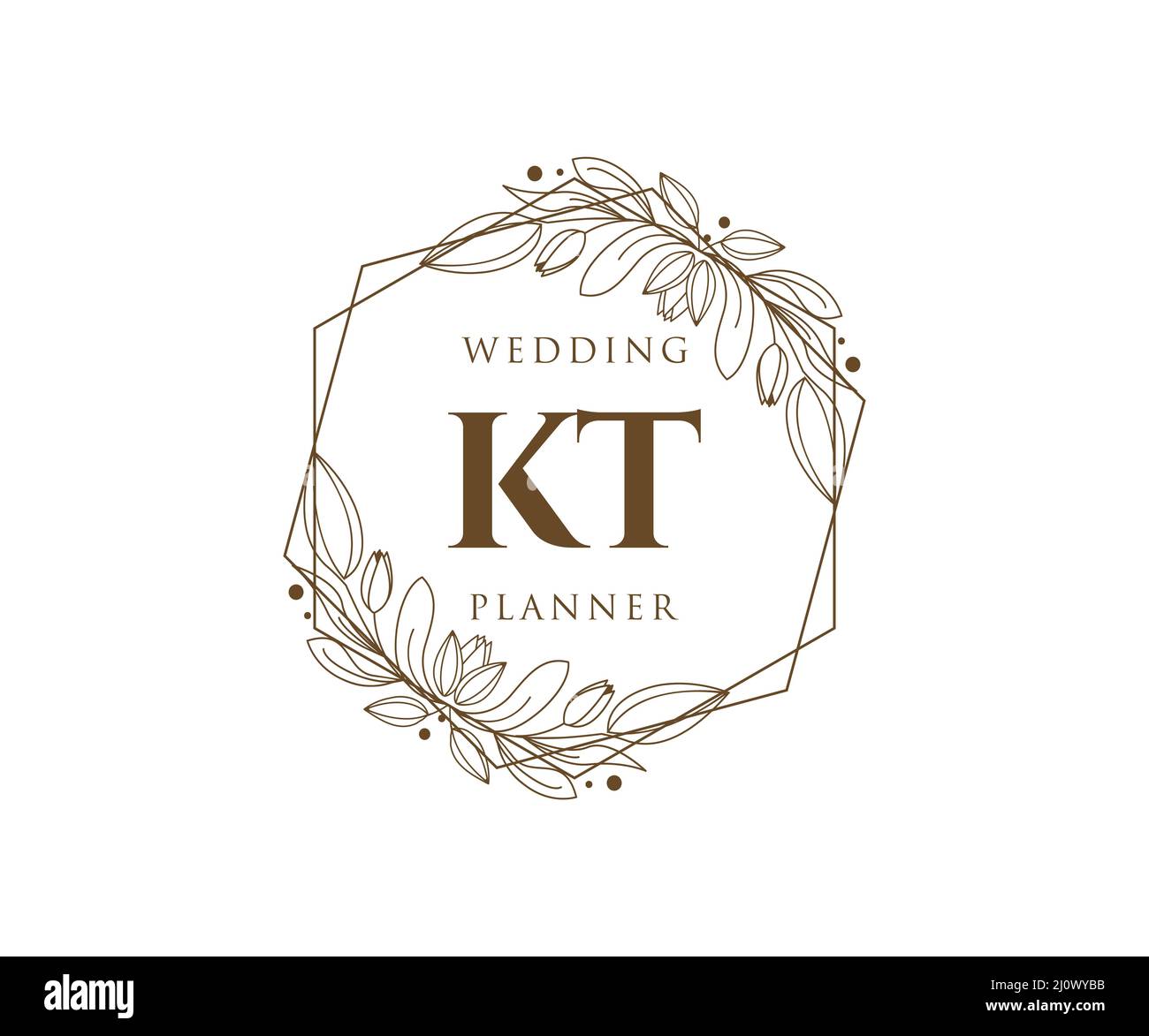 KT Initials letter Wedding monogram logos collection, hand drawn modern ...