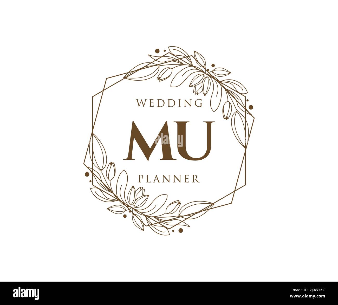 MU Initials letter Wedding monogram logos collection, hand drawn modern ...