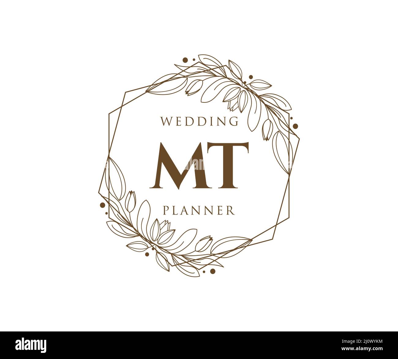 MT Initials letter Wedding monogram logos collection, hand drawn modern minimalistic and floral ...