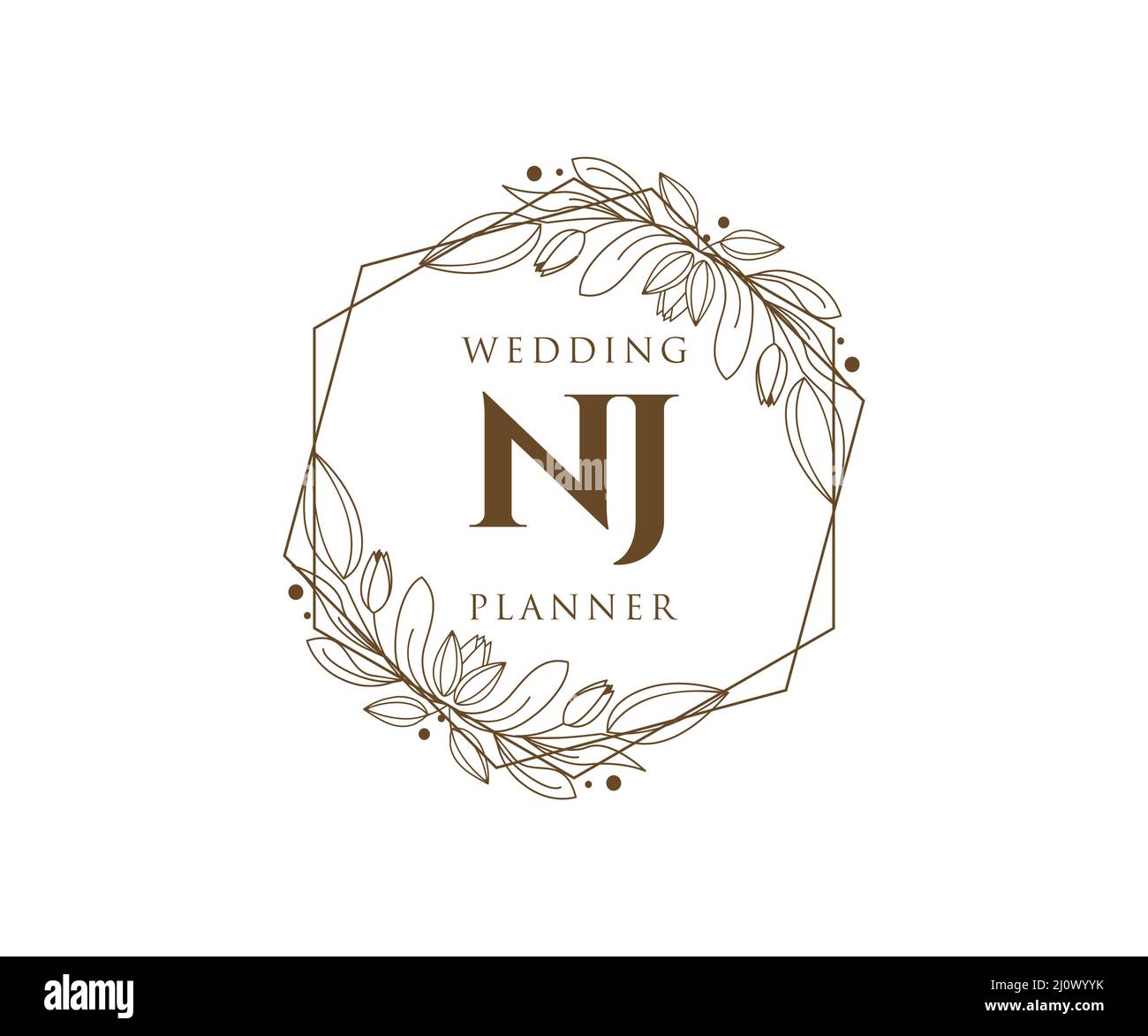 NJ Initials letter Wedding monogram logos collection, hand drawn modern ...