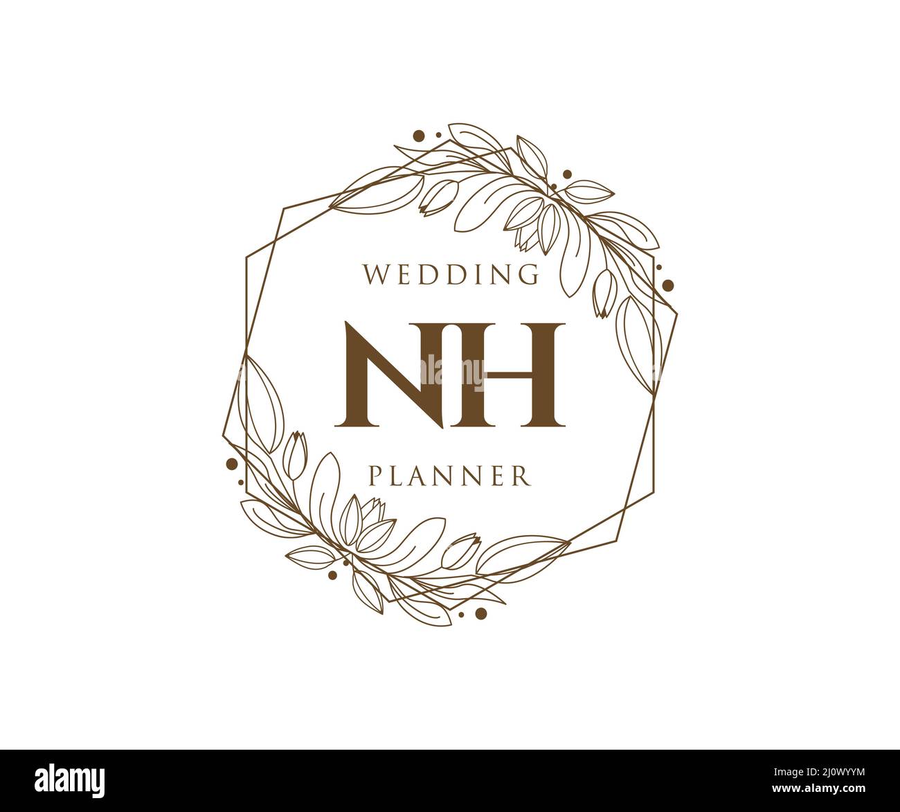 NH Initials letter Wedding monogram logos collection, hand drawn modern minimalistic and floral ...
