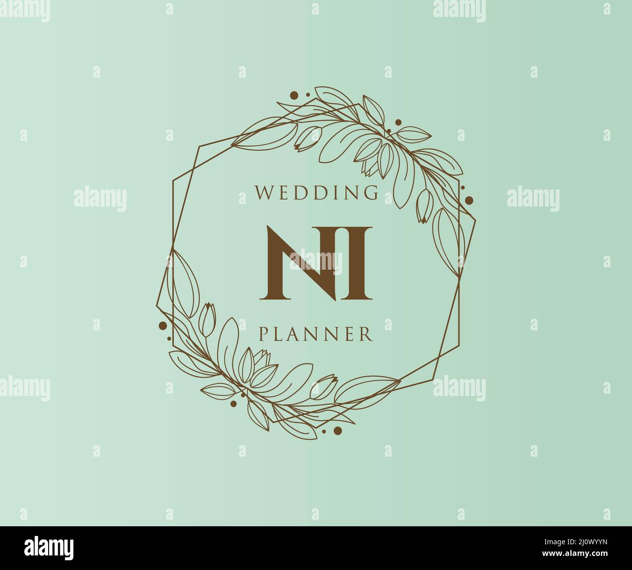 NI Initials letter Wedding monogram logos collection, hand drawn modern ...