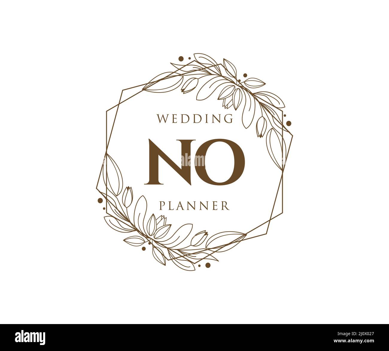 NO Initials letter Wedding monogram logos collection, hand drawn modern ...