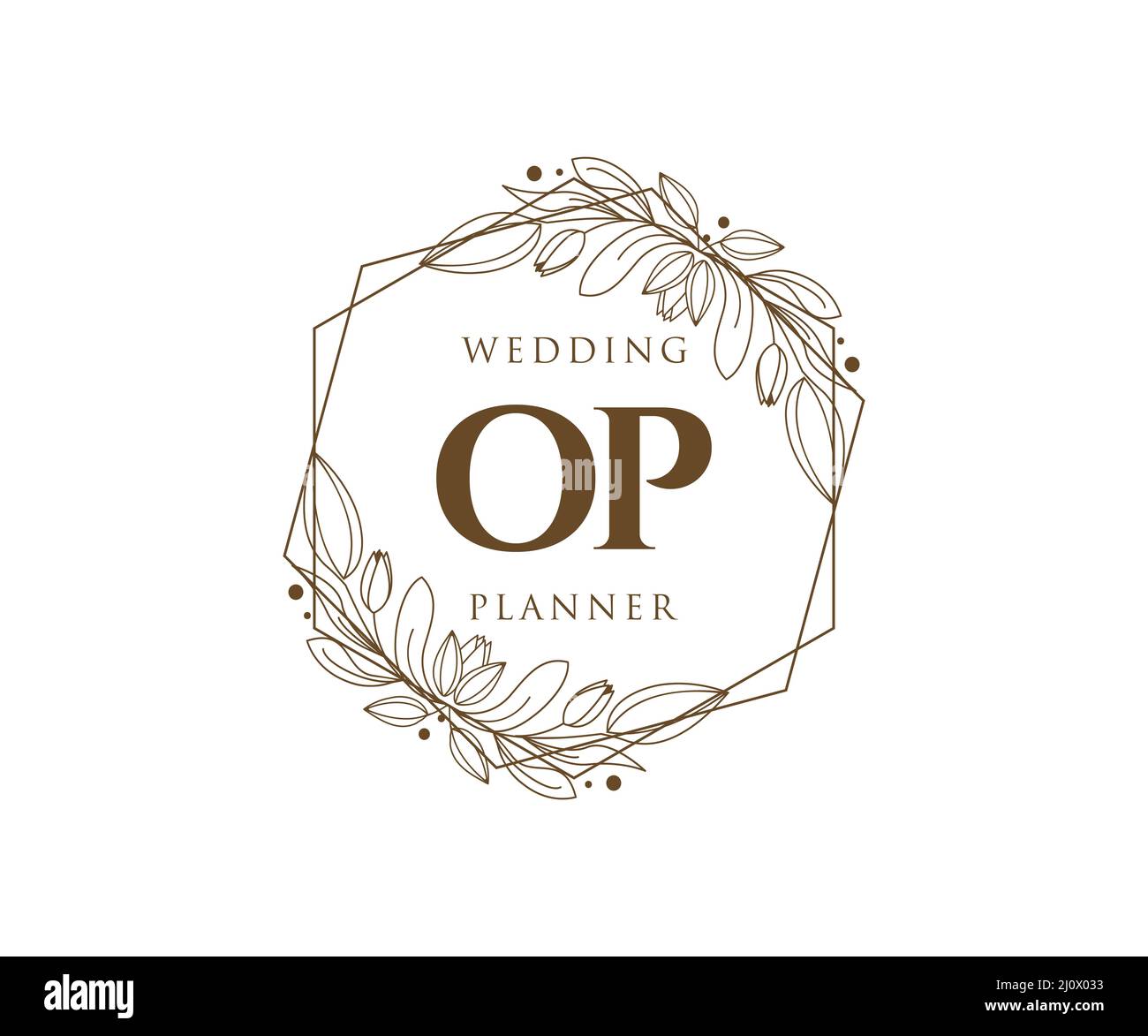 OP Initials letter Wedding monogram logos collection, hand drawn modern ...