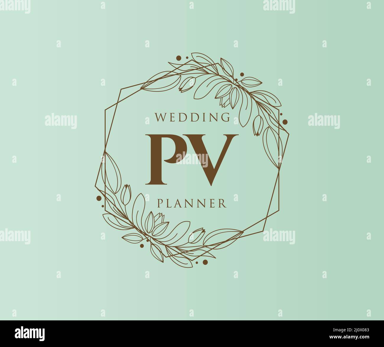 PV Initials letter Wedding monogram logos collection, hand drawn modern ...