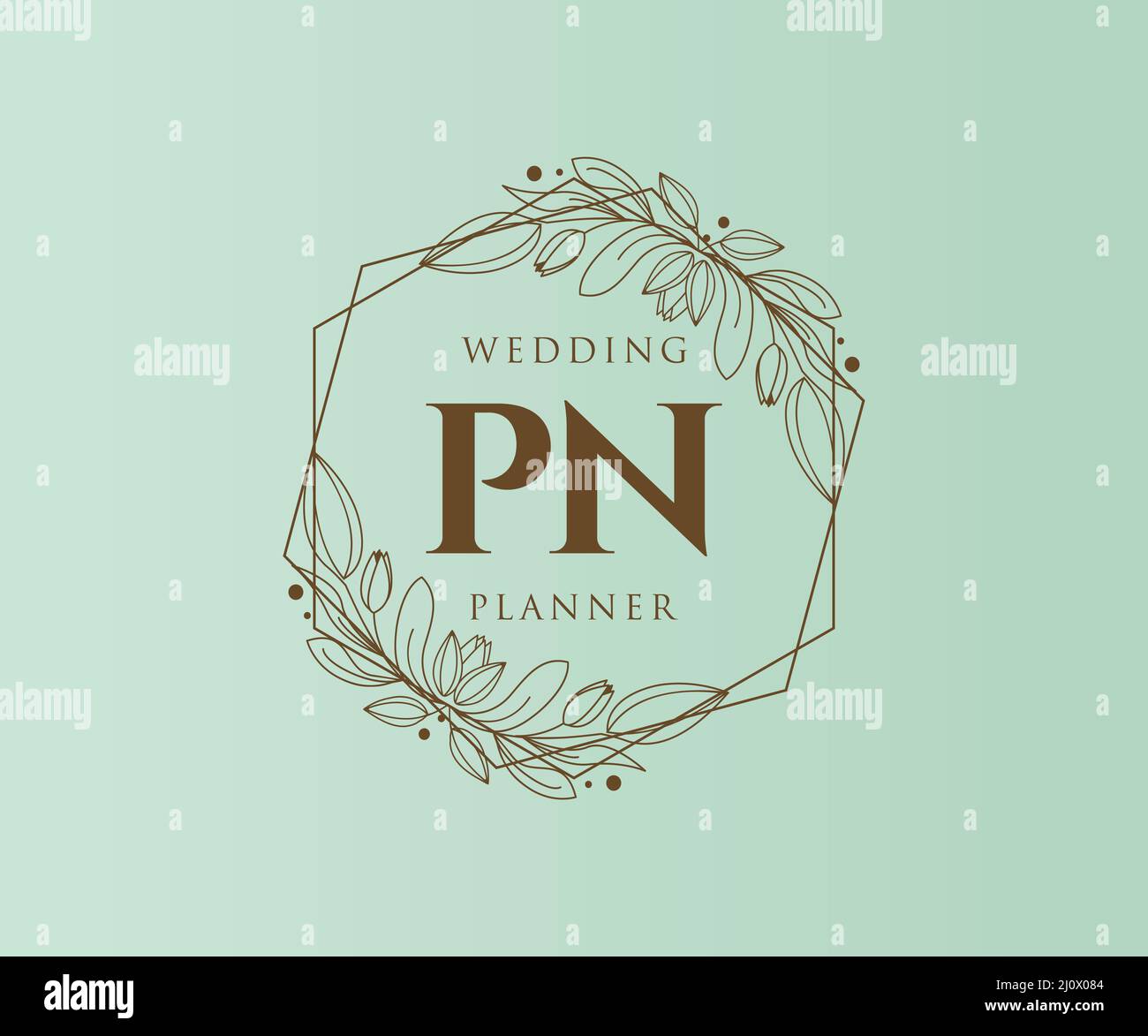 PN Initials letter Wedding monogram logos collection, hand drawn modern minimalistic and floral ...