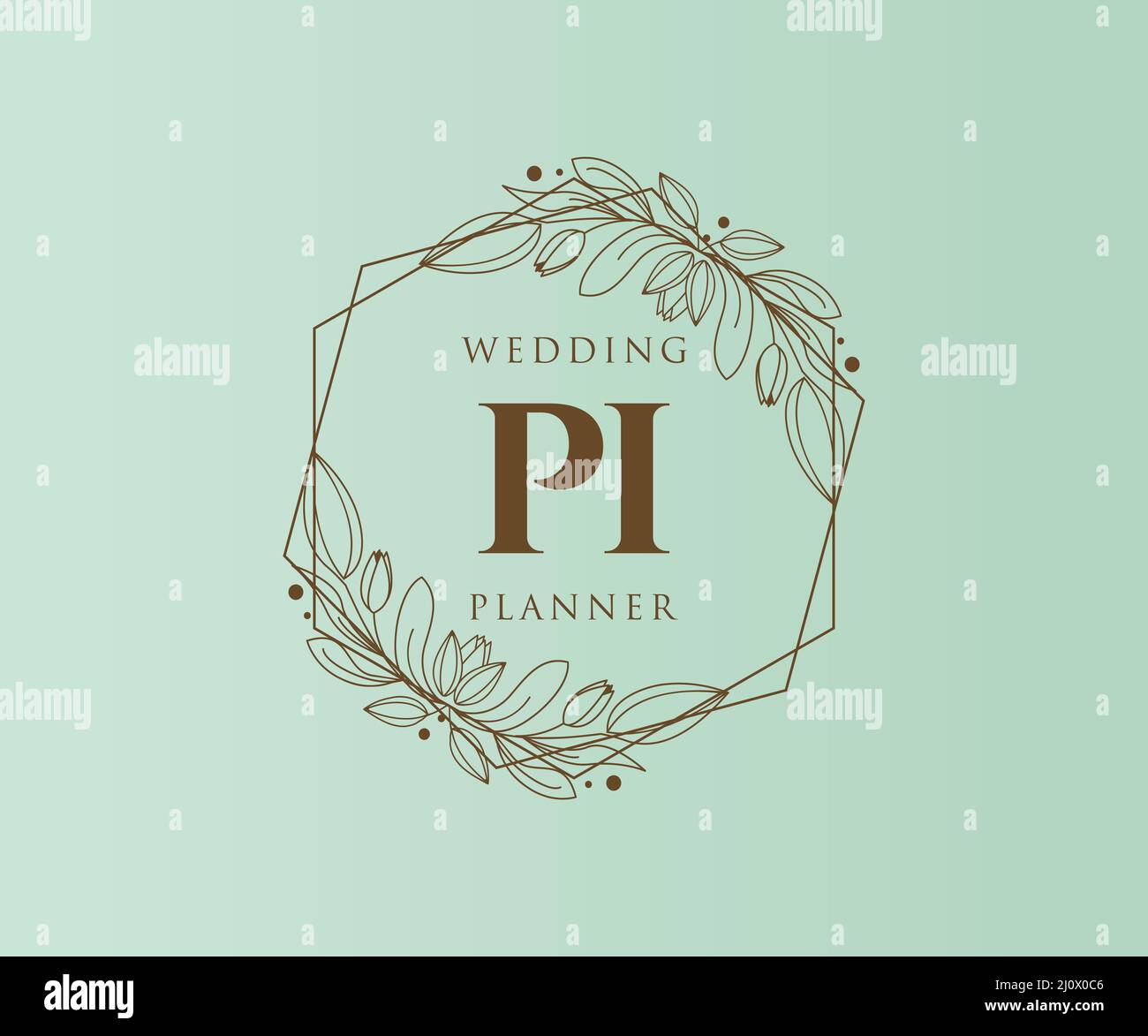 PI Initials letter Wedding monogram logos collection, hand drawn modern ...