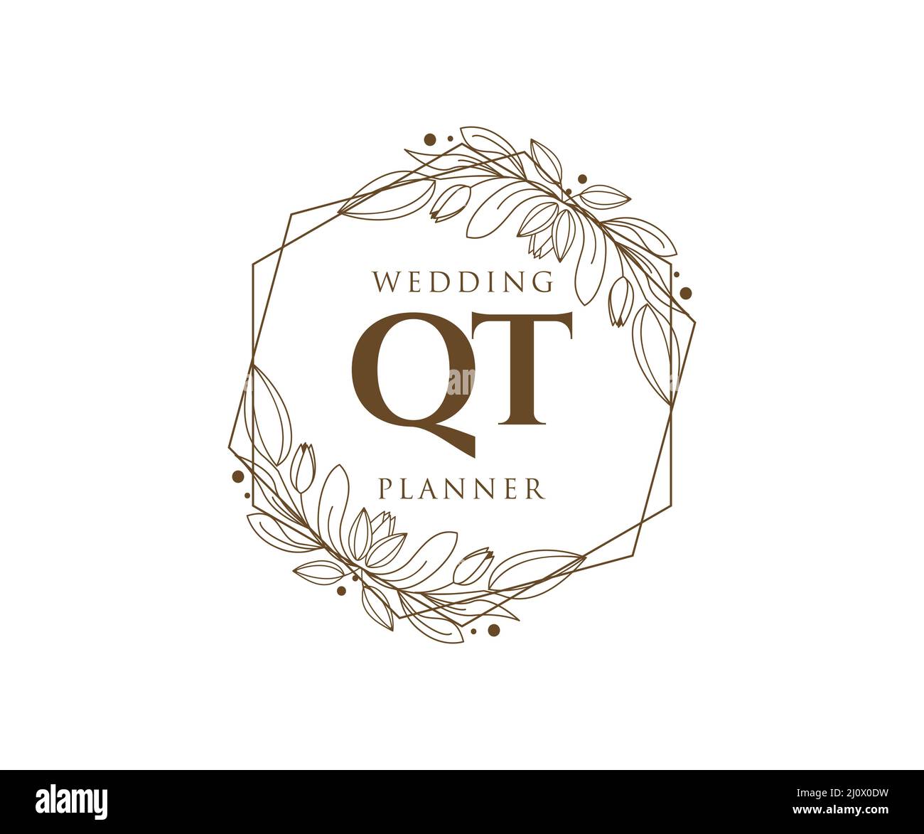 QT Initials letter Wedding monogram logos collection, hand drawn modern ...