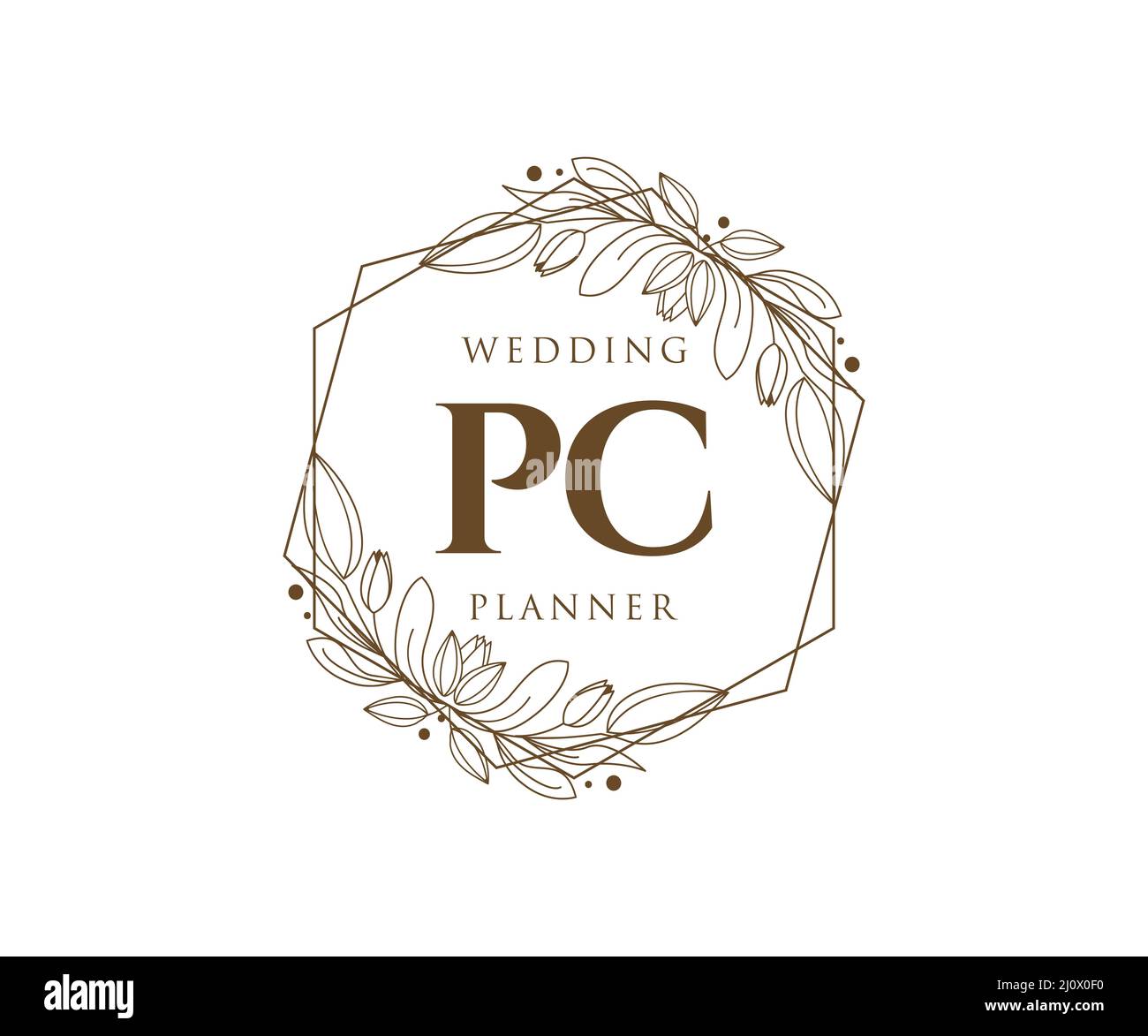 PC Initials letter Wedding monogram logos collection, hand drawn modern ...