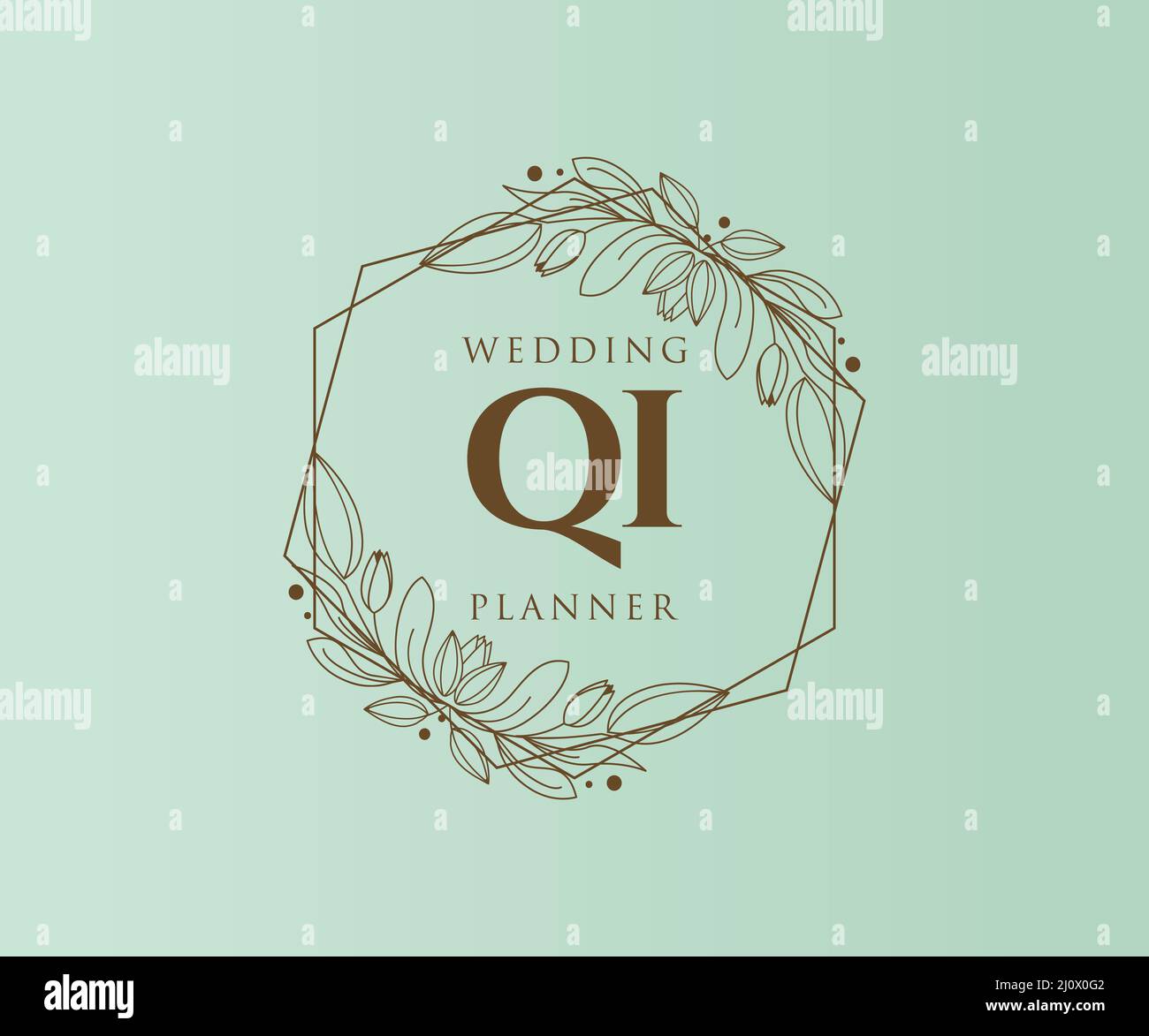 QI Initials letter Wedding monogram logos collection, hand drawn modern ...