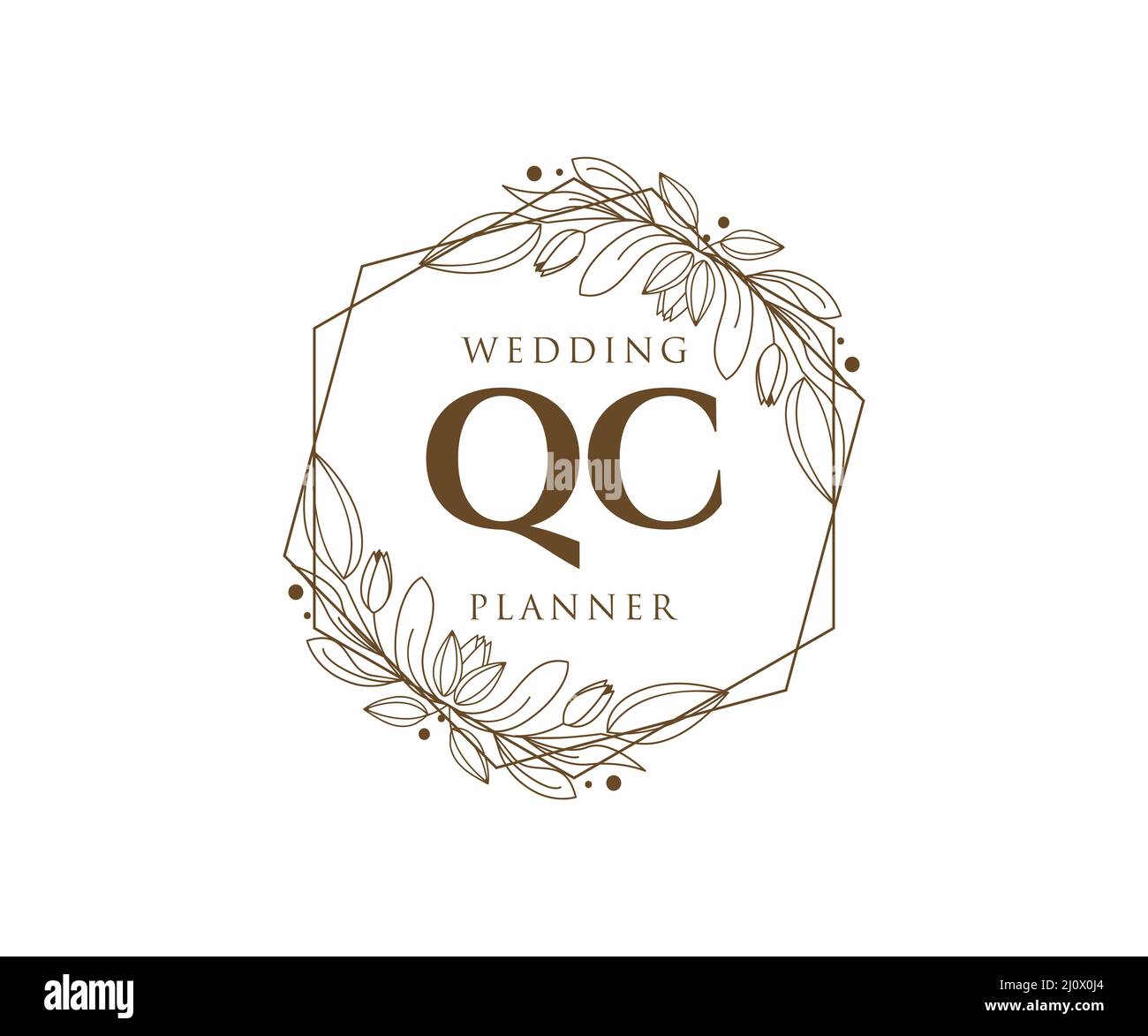 QC Initials letter Wedding monogram logos collection, hand drawn modern ...