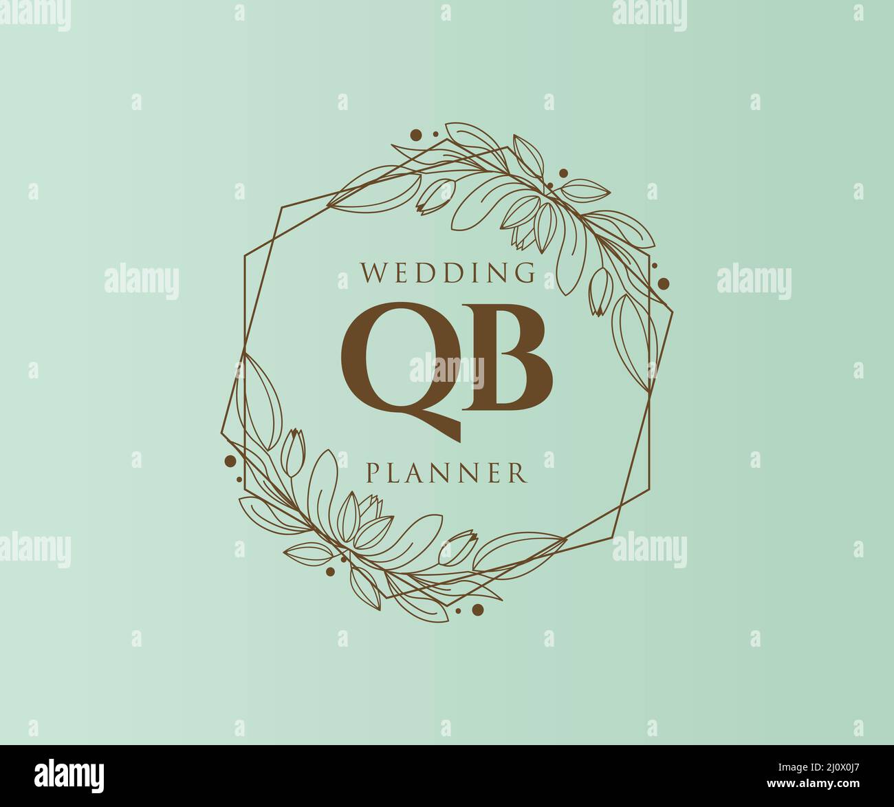 QB Initials letter Wedding monogram logos collection, hand drawn modern minimalistic and floral ...