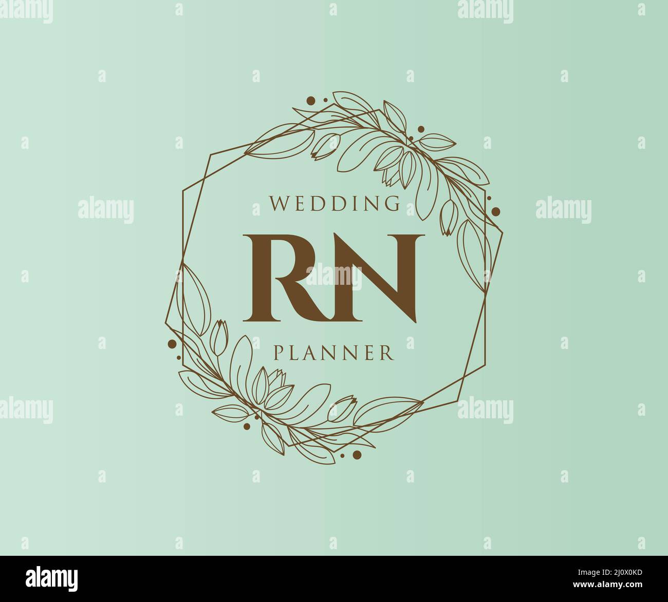 RN Initials letter Wedding monogram logos collection, hand drawn modern ...