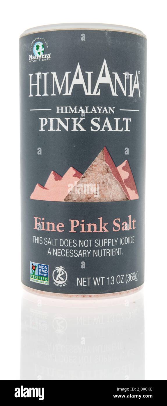 Winneconne, WI -19 March 2021: A package of Himalania himalayan pink ...