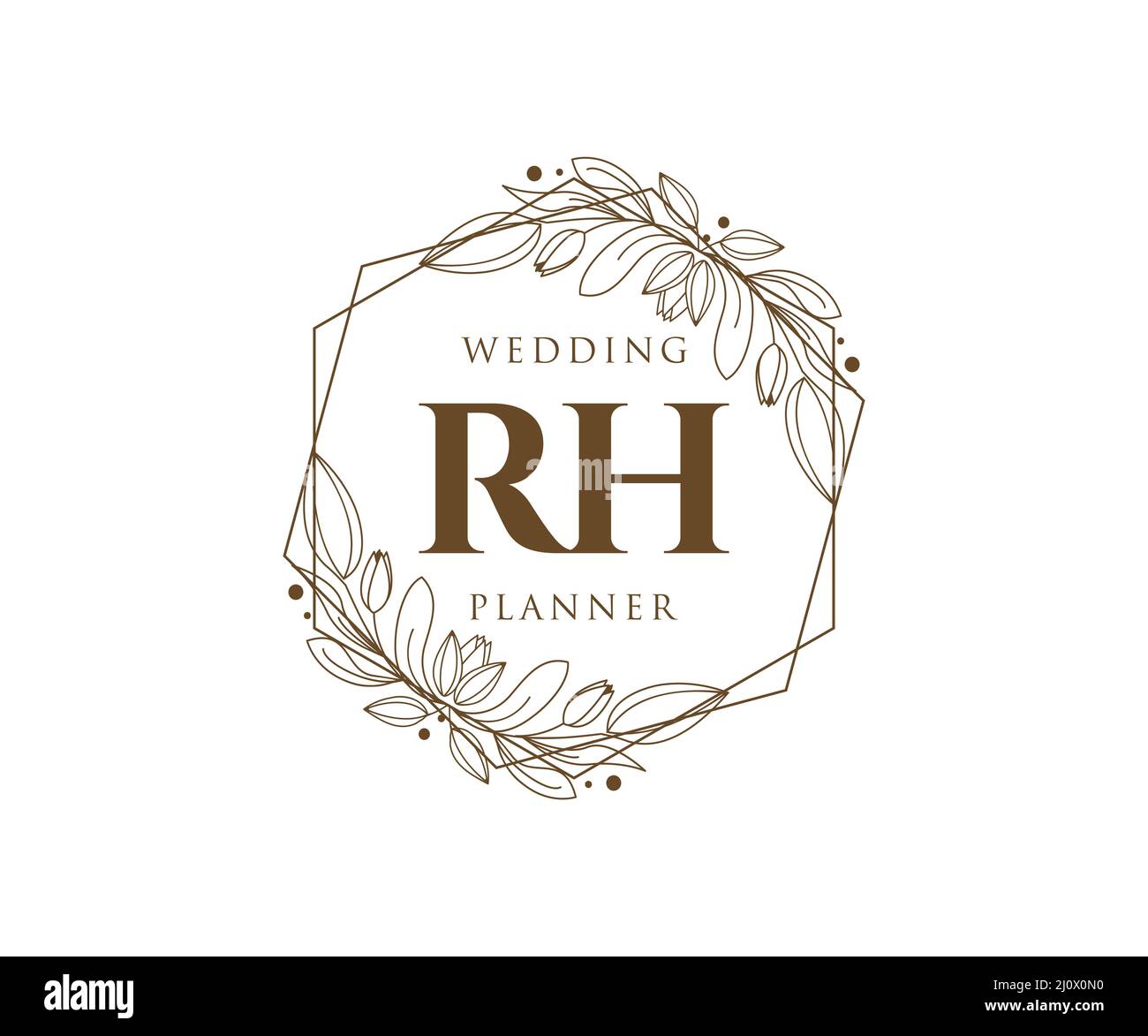RH Initials letter Wedding monogram logos collection, hand drawn modern ...