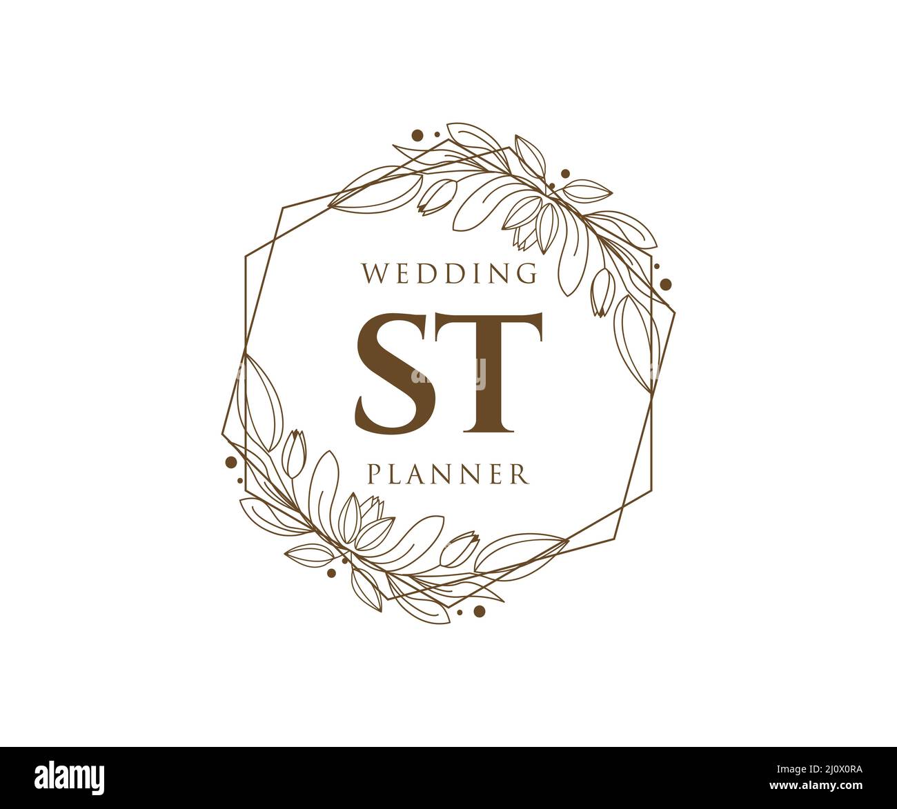 ST Initials letter Wedding monogram logos collection, hand drawn modern ...