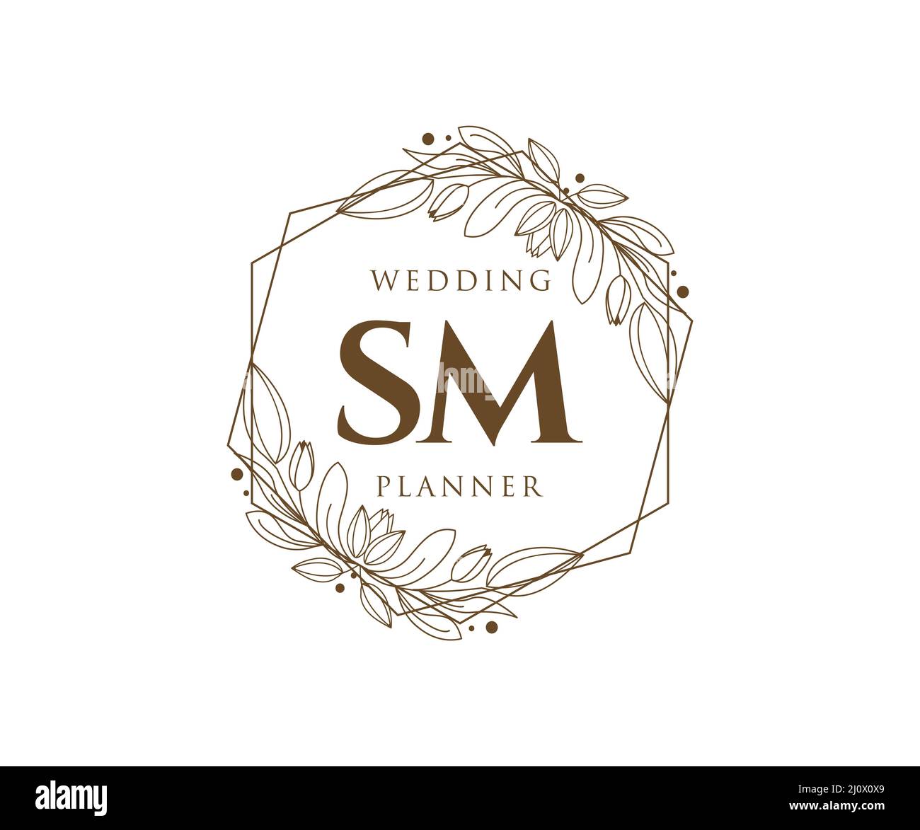 SM Initials letter Wedding monogram logos collection, hand drawn modern ...