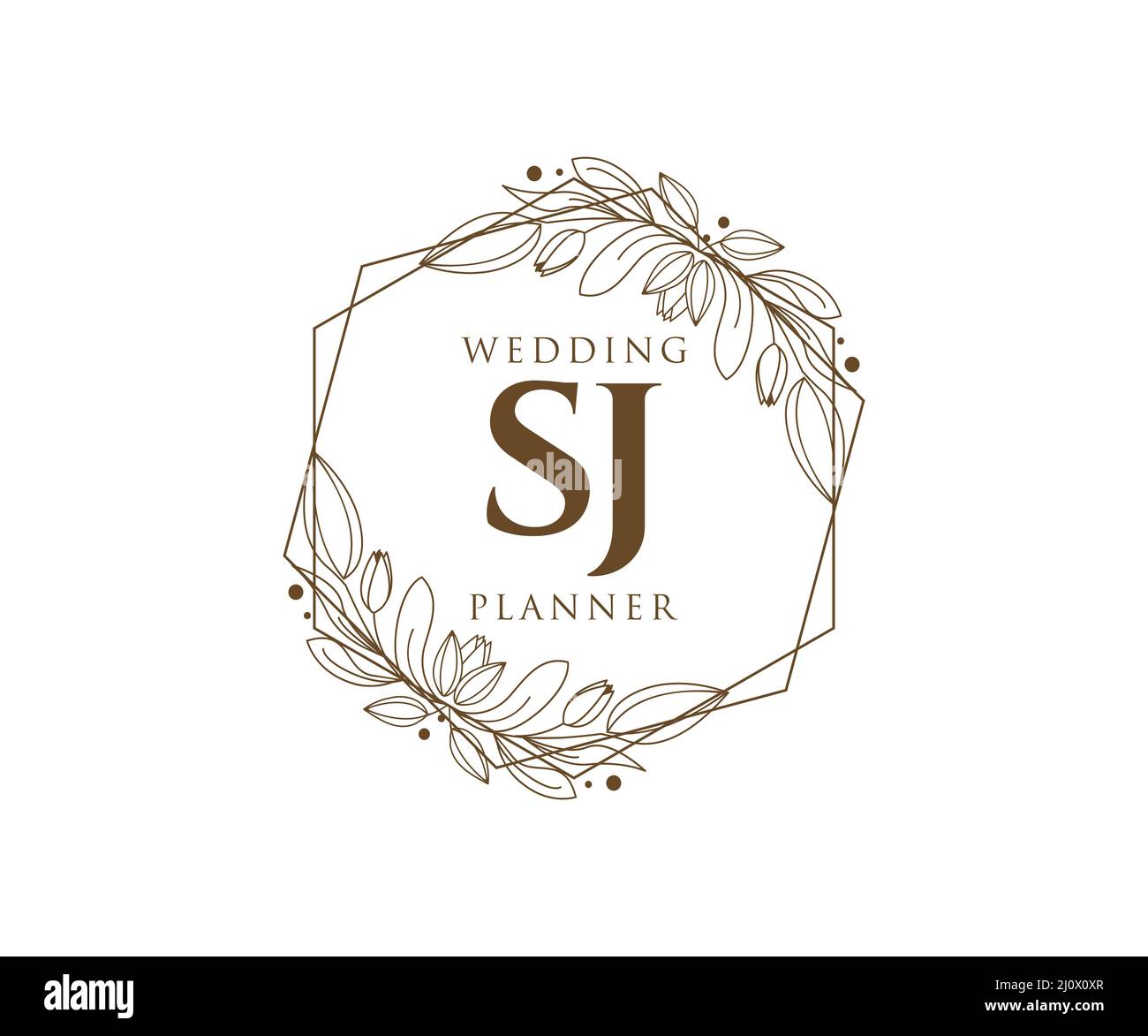 SJ Initials letter Wedding monogram logos collection, hand drawn modern ...