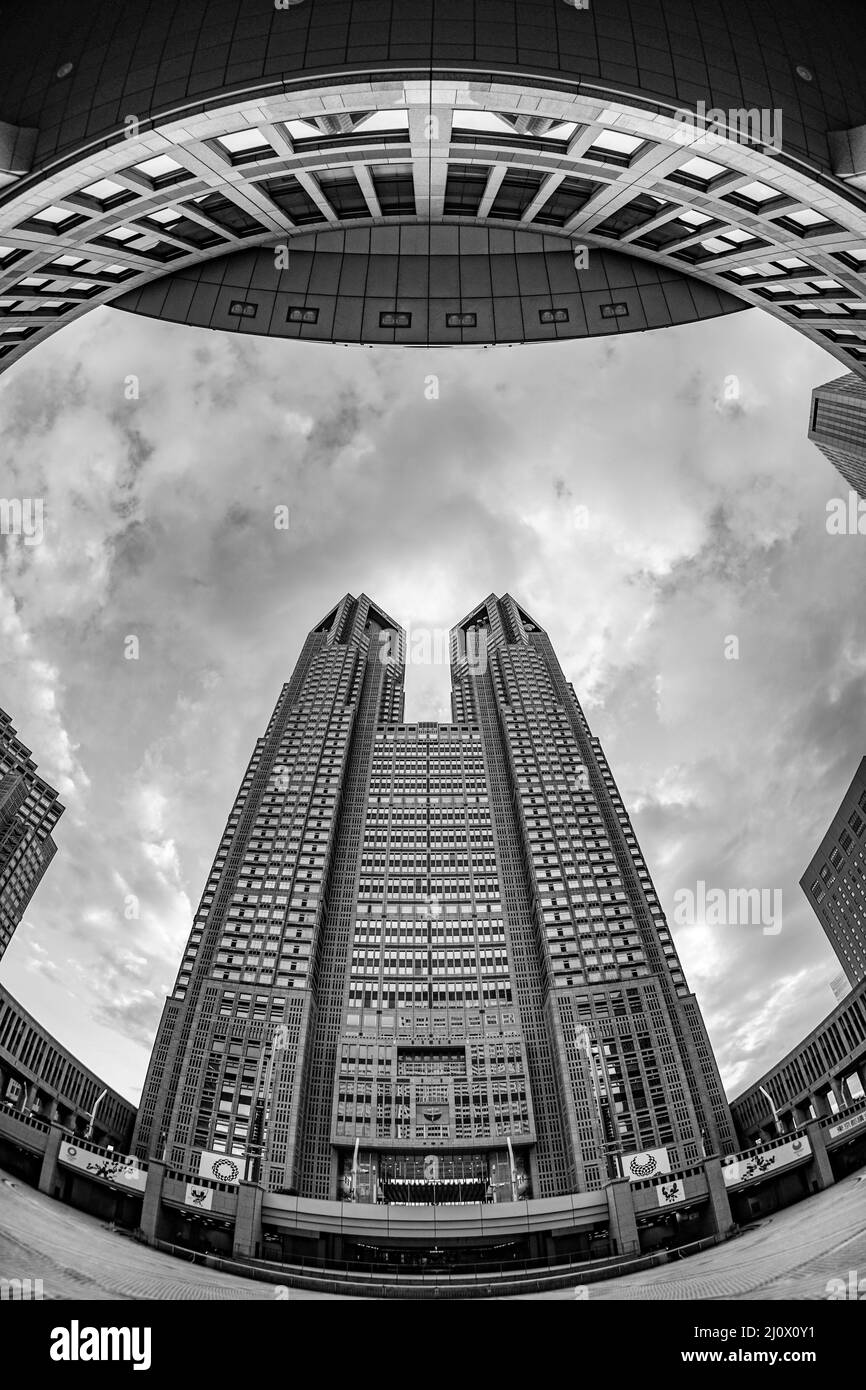 Tokyo metropolitan government building Black and White Stock Photos ...