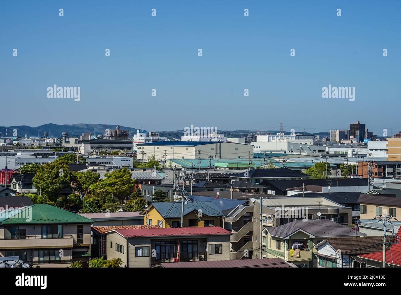 Miyagi Prefecture, Sendai City skyline (from Arai direction Stock Photo ...