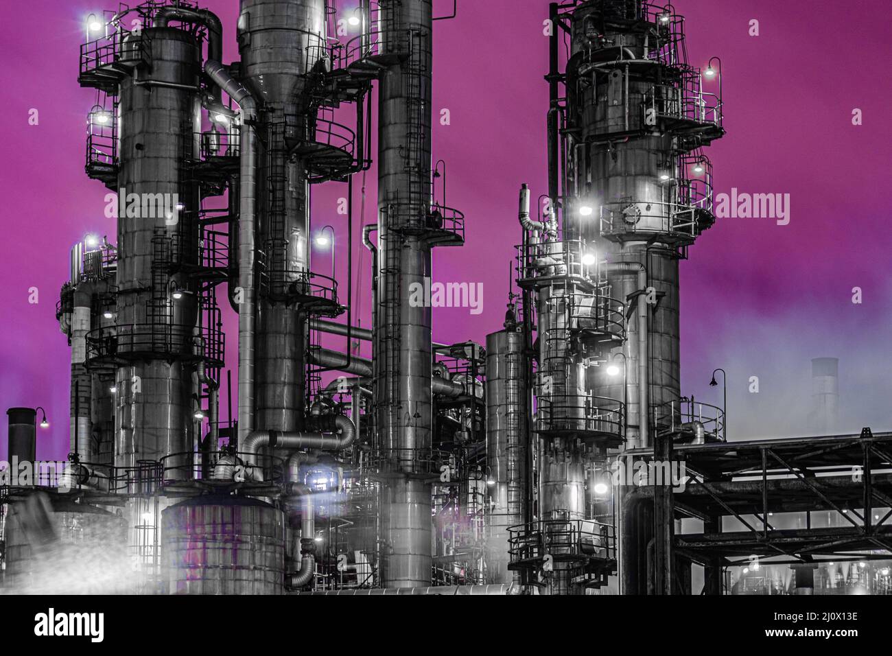 Factory night view of the Keihin region Stock Photo - Alamy