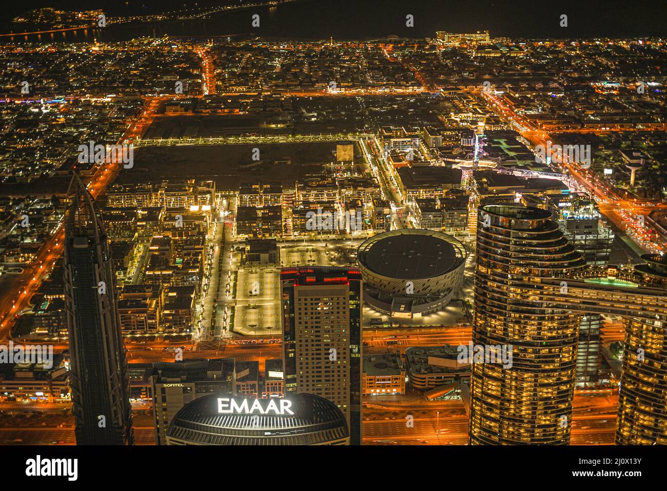 Dubai night view seen from the observation deck of Burj Khalifa Stock Photo - Alamy