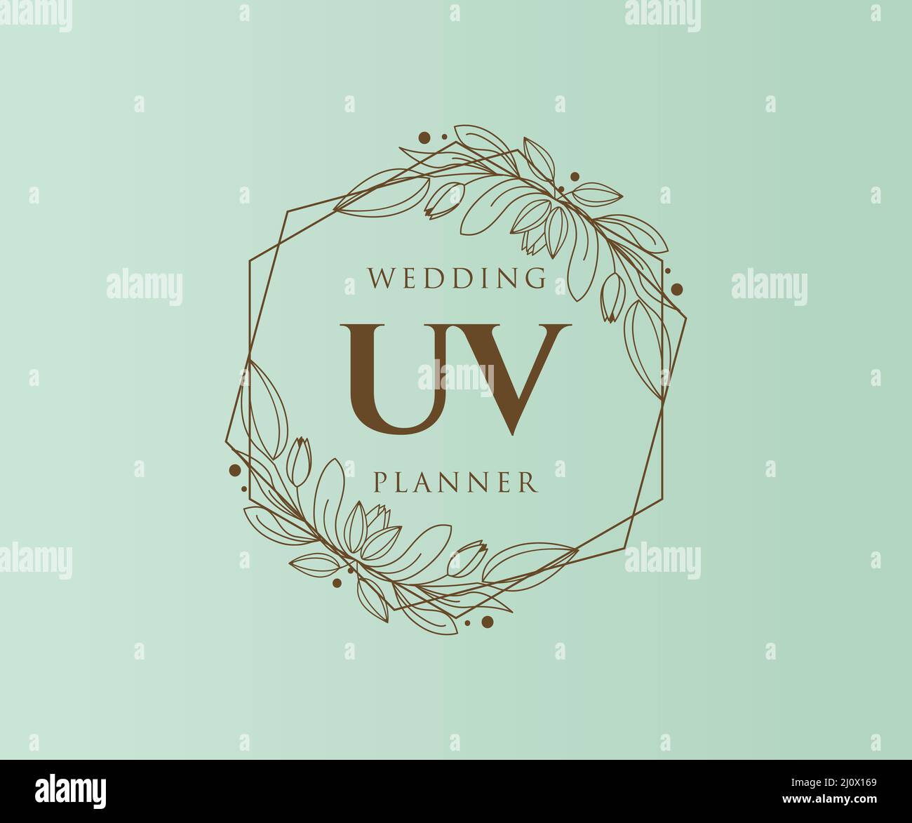 UV Initials letter Wedding monogram logos collection, hand drawn modern ...