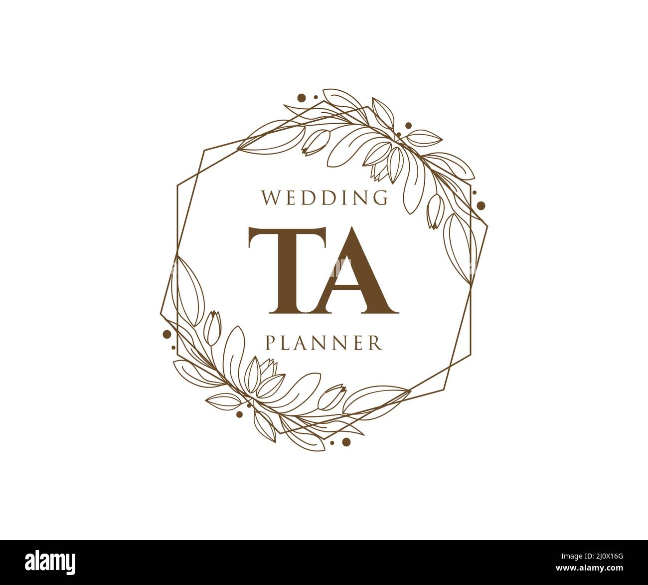 TA Initials letter Wedding monogram logos collection, hand drawn modern ...