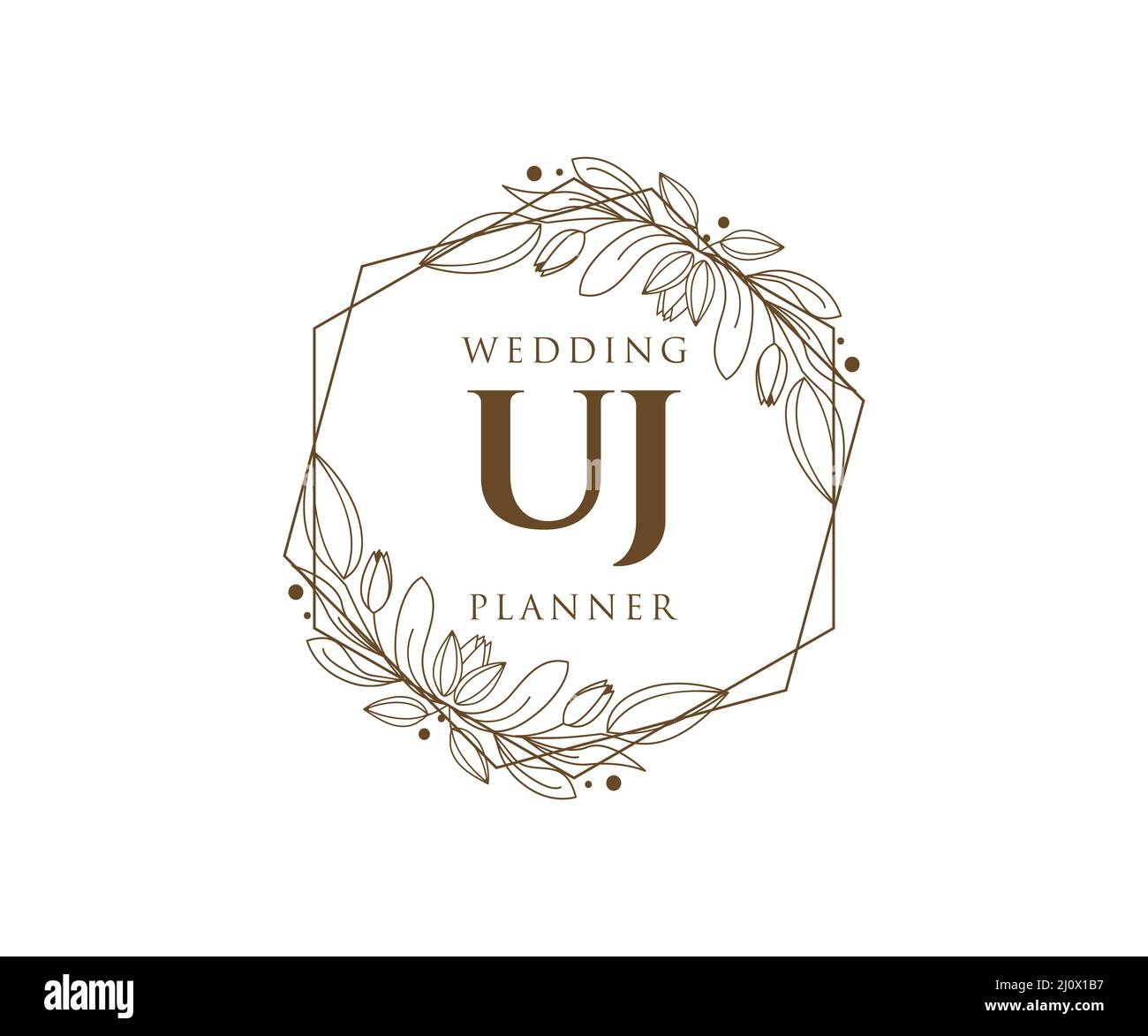 UJ Initials letter Wedding monogram logos collection, hand drawn modern ...