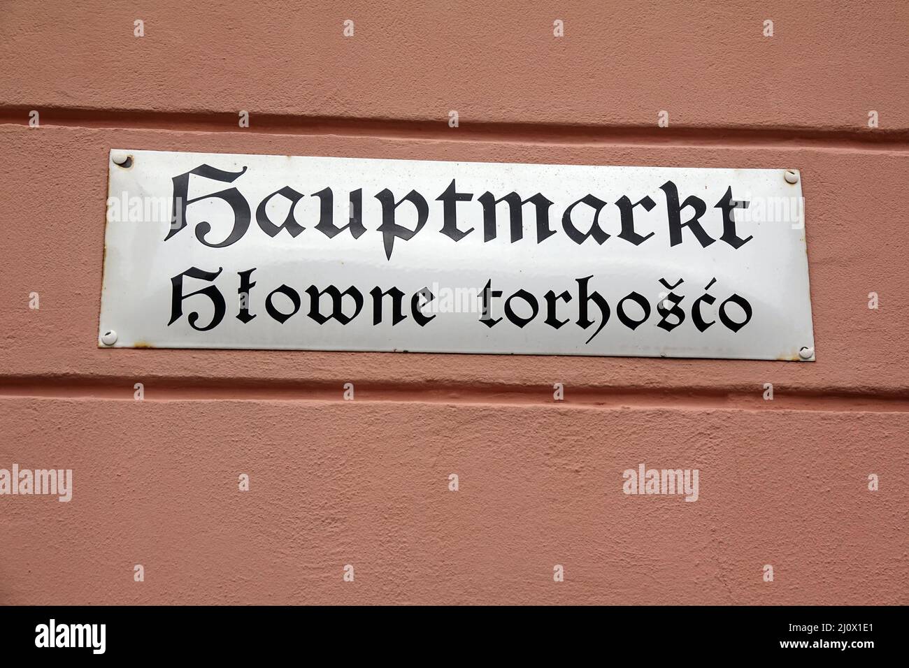 Sign main market in Bautzen Stock Photo - Alamy