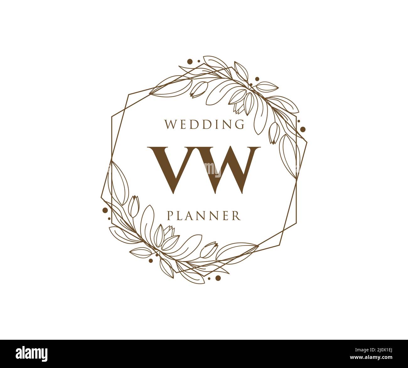 VW Initials letter Wedding monogram logos collection, hand drawn modern ...