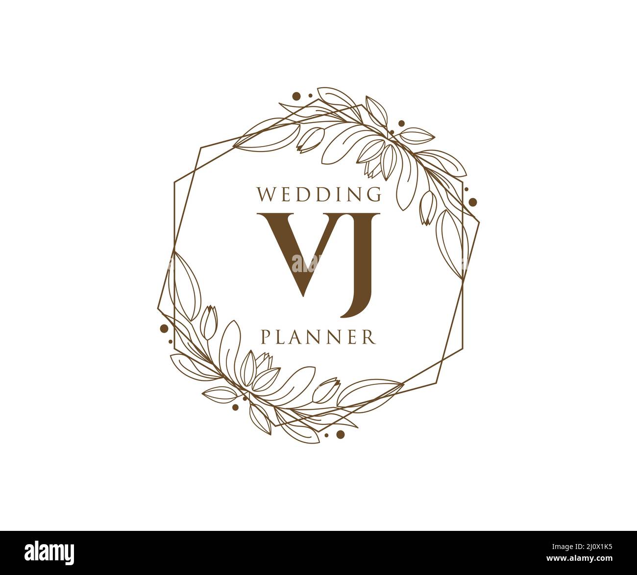 VJ Initials letter Wedding monogram logos collection, hand drawn modern ...