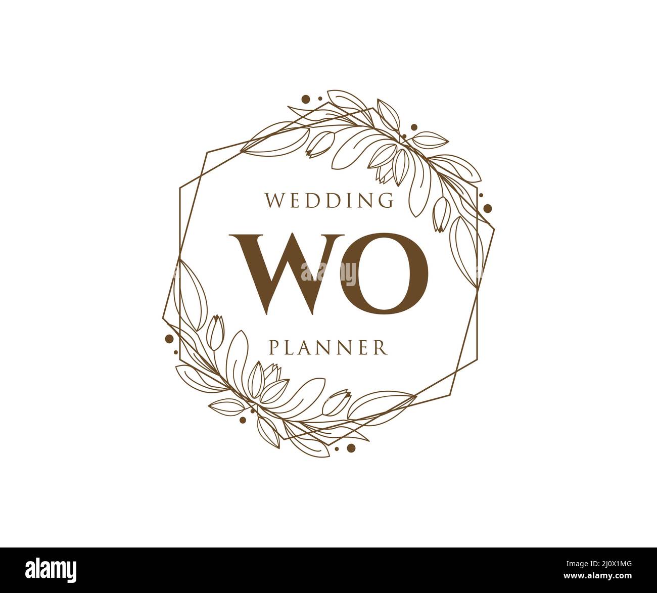 WO Initials letter Wedding monogram logos collection, hand drawn modern ...