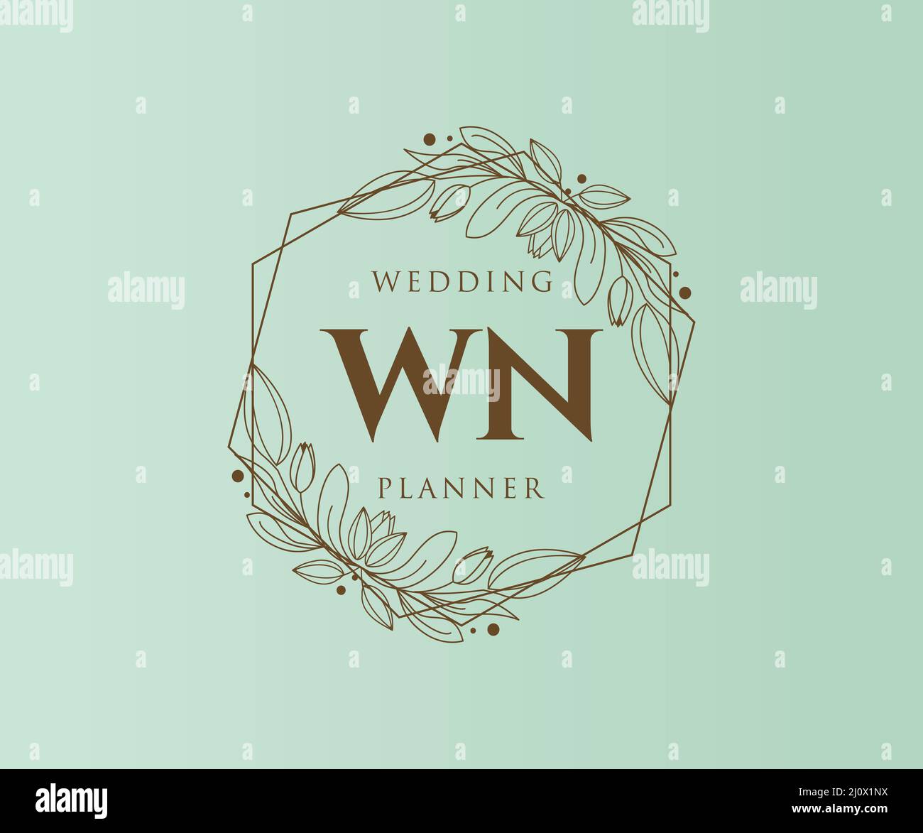 WN Initials letter Wedding monogram logos collection, hand drawn modern ...