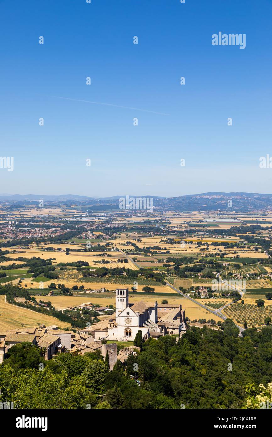 Assisi village in Umbria region, Italy. The town is famous for the most ...