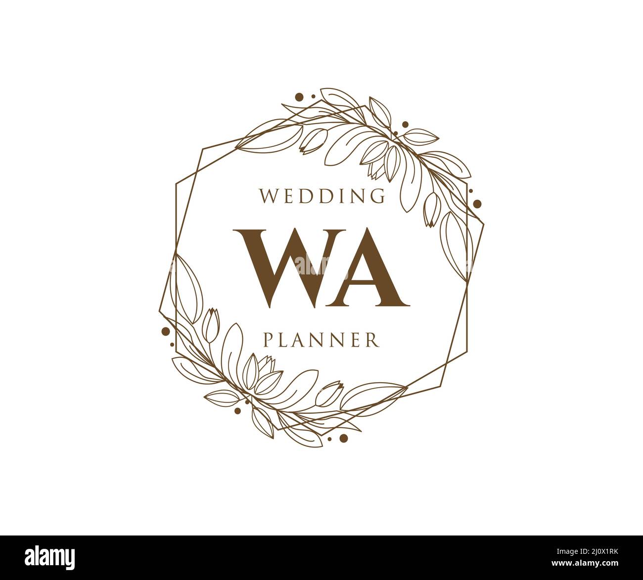WA Initials letter Wedding monogram logos collection, hand drawn modern ...