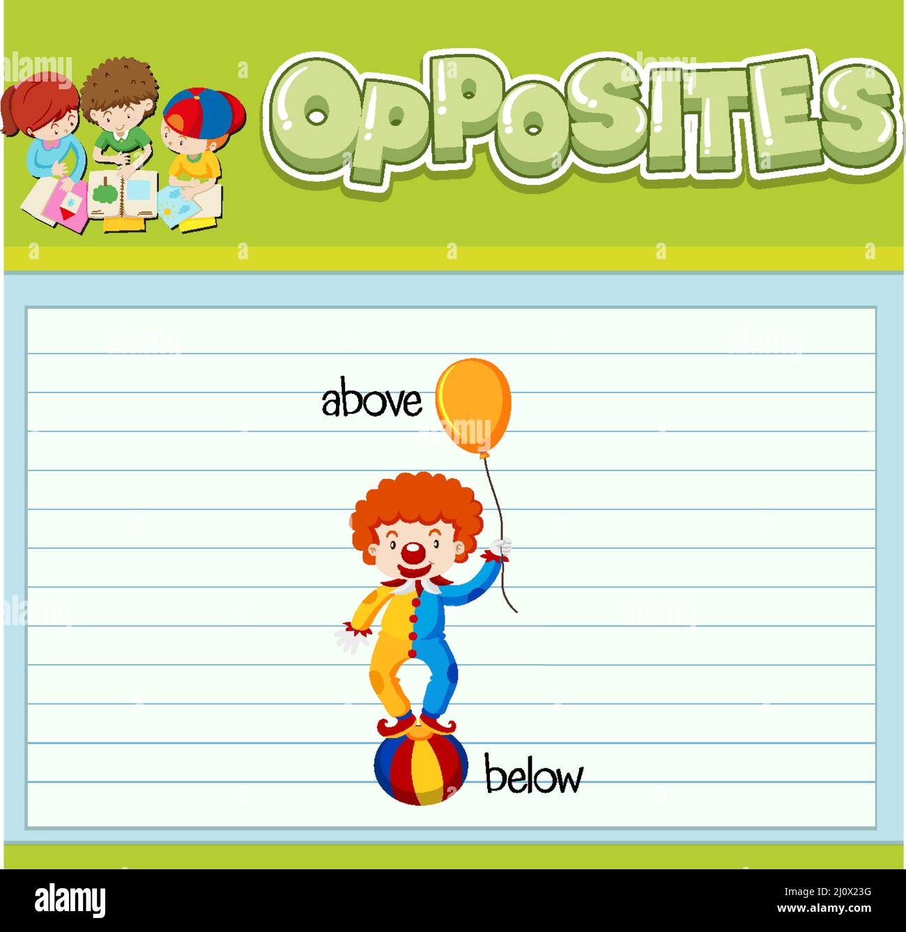 Education word card of English opposites word illustration Stock Vector ...