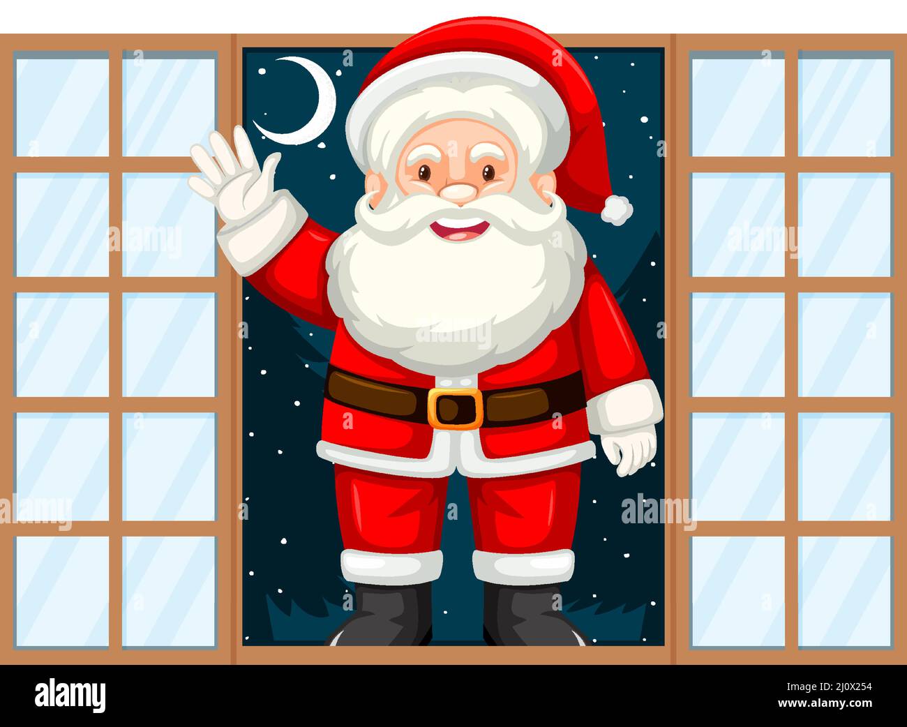 Christmas theme Santa at the door illustration Stock Vector Image & Art ...