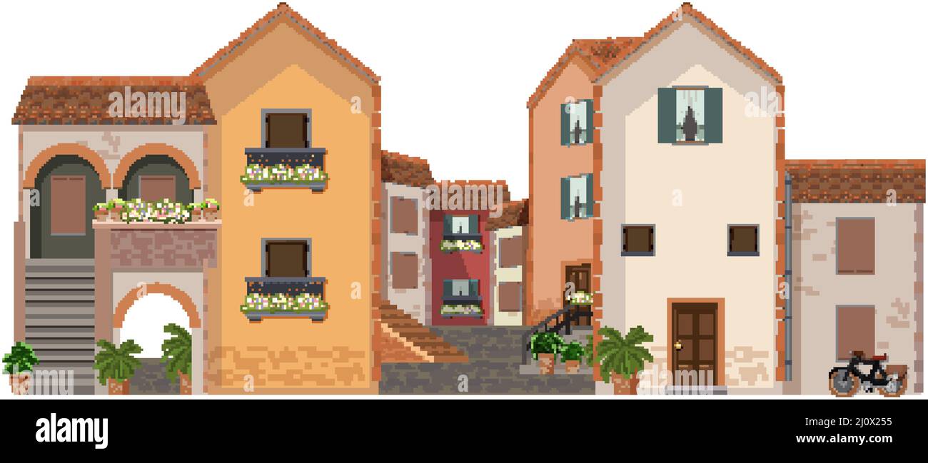 Brick buildings on white background illustration Stock Vector Image ...
