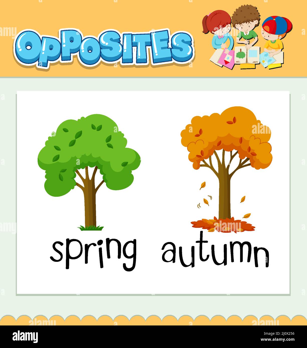Opposite words for spring and autumn illustration Stock Vector Image ...