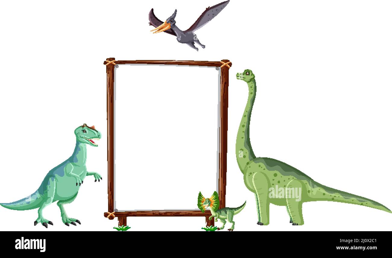 sign board and dinosaur on white background illustration Stock Vector ...