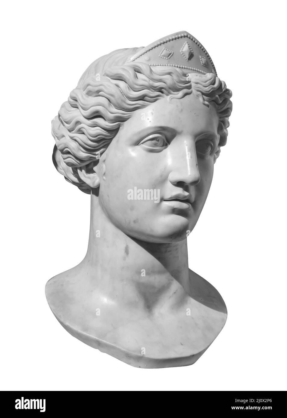 Gypsum copy of ancient statue Venus head isolated on white background ...
