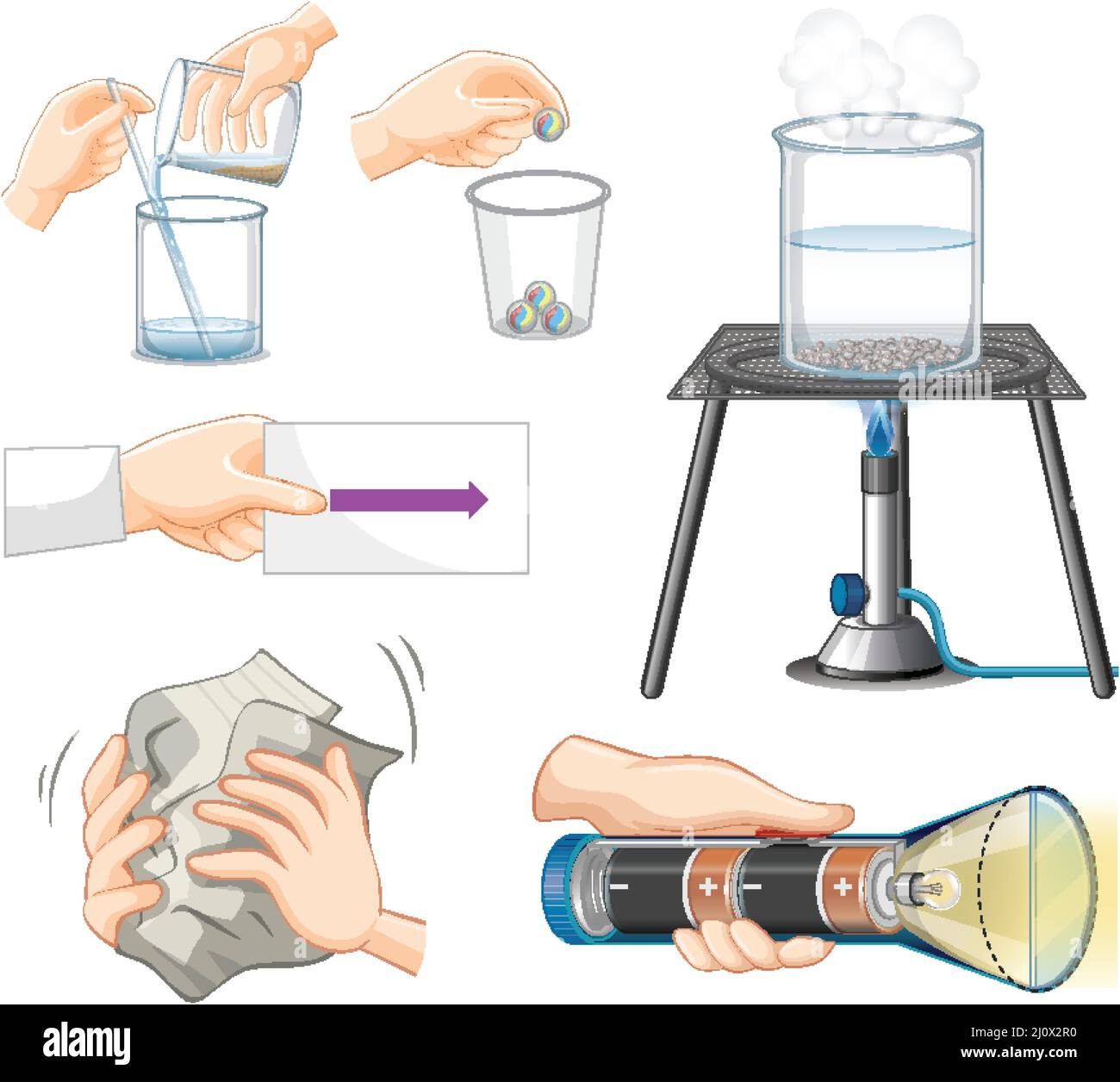 Different science equipments on white background illustration Stock ...