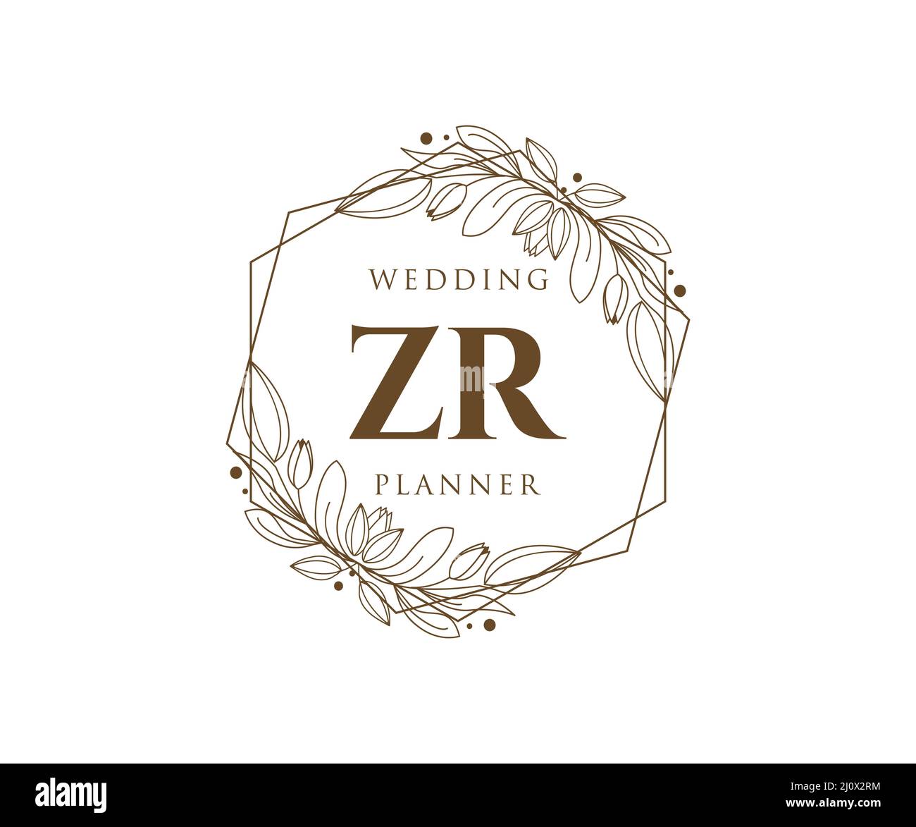 ZR Initials letter Wedding monogram logos collection, hand drawn modern ...