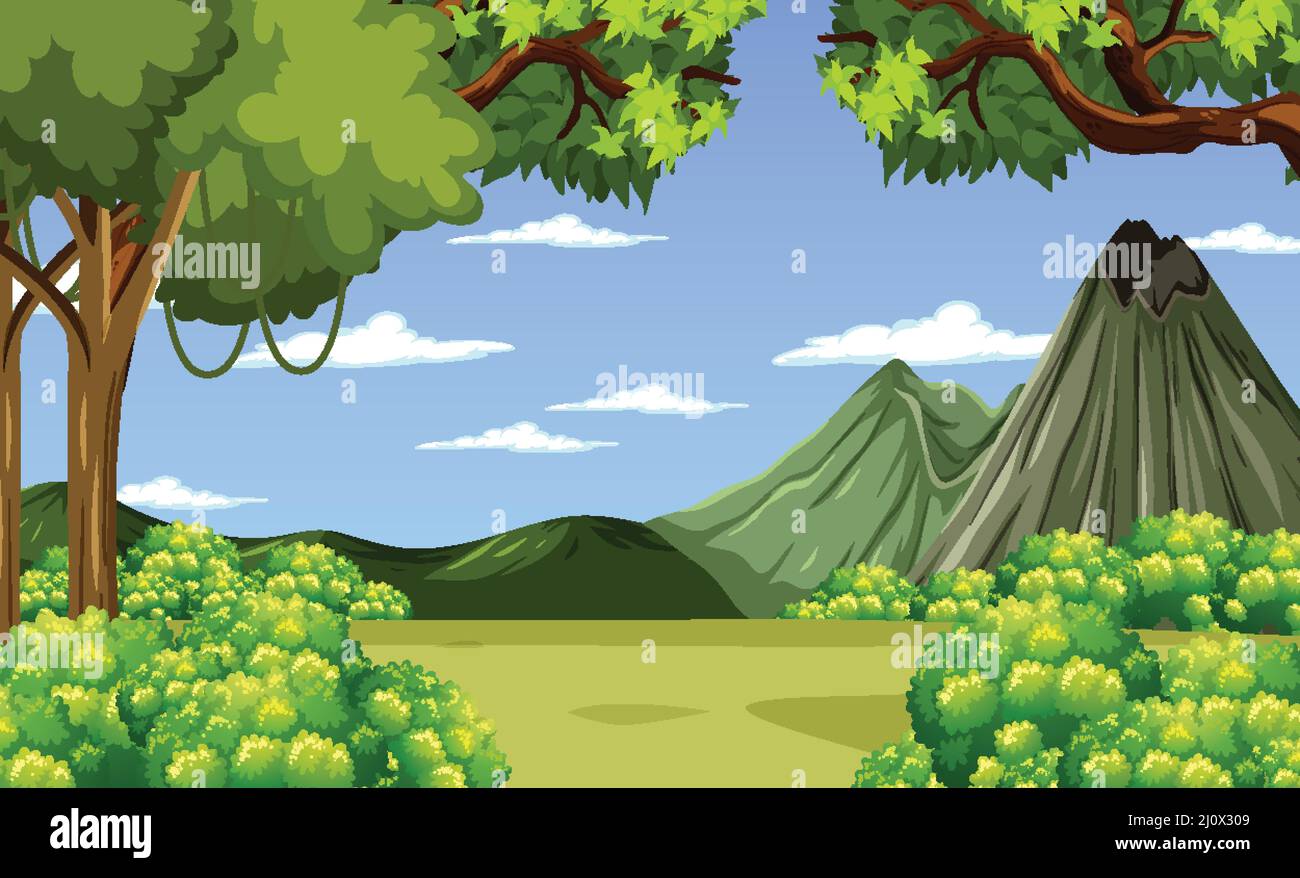 Nature scene with trees and fields illustration Stock Vector Image ...