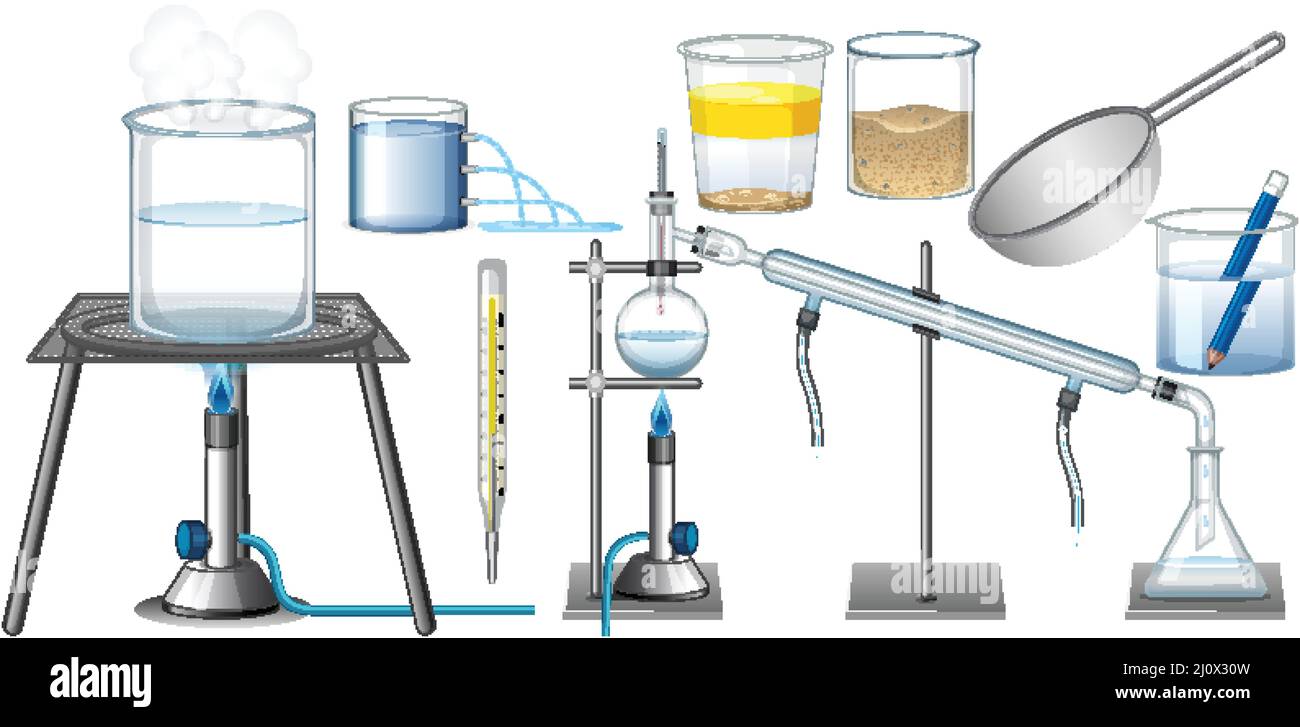 Set of equipment needed for science experiment illustration Stock ...