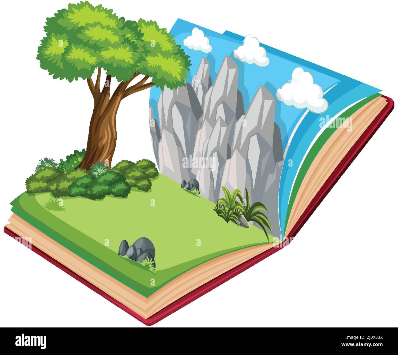 Pop up book with outdoor nature scene illustration Stock Vector Image ...