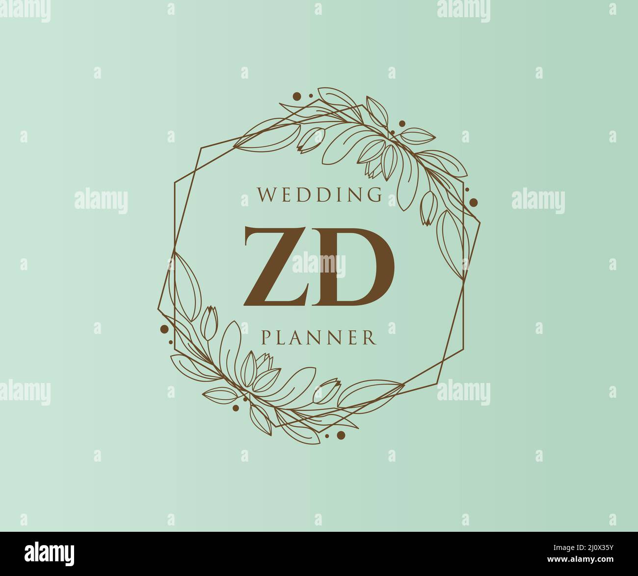 ZD Initials letter Wedding monogram logos collection, hand drawn modern ...