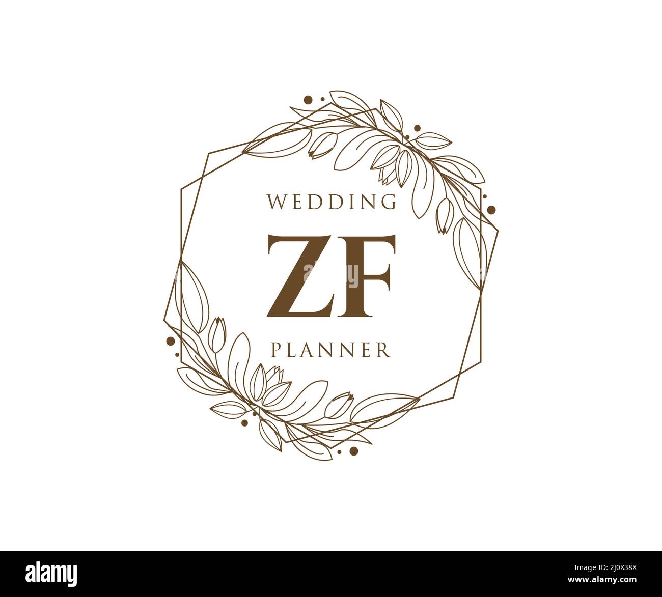 ZF Initials letter Wedding monogram logos collection, hand drawn modern ...