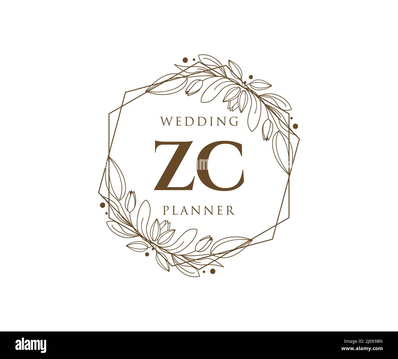 ZC Initials letter Wedding monogram logos collection, hand drawn modern minimalistic and floral ...